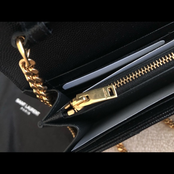Yves Saint Laurent | Bags | Ysl Wallet On Chain Woc Black With Gold ...